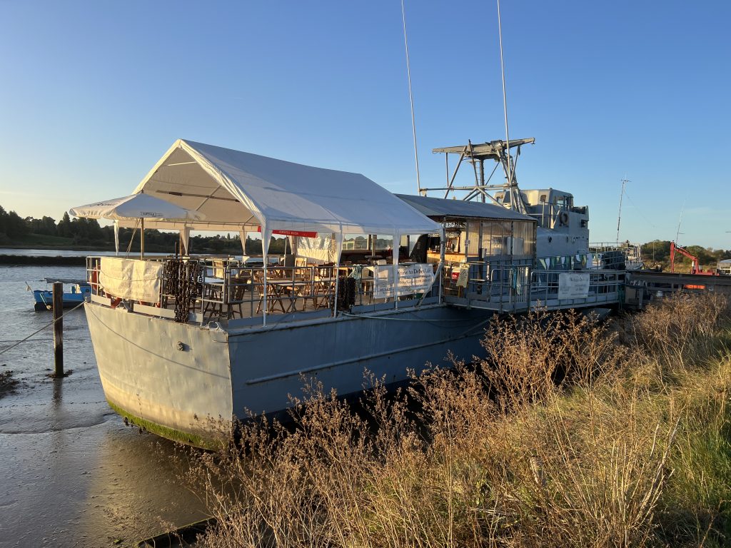 HMS Vale – Home to Deben Café Bar at Melton Boatyard on the River Deben