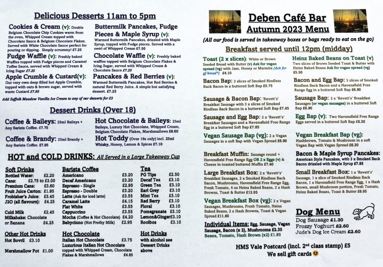 HMS Vale – Home to Deben Café Bar at Melton Boatyard on the River Deben