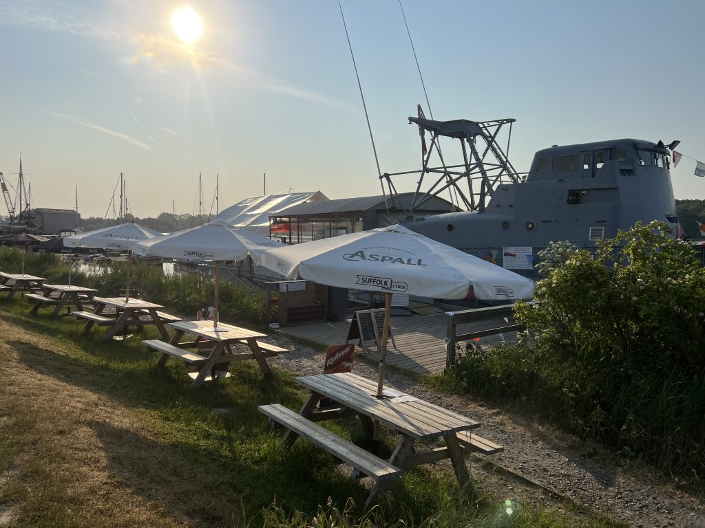 HMS Vale – Home to Deben Café Bar at Melton Boatyard on the River Deben