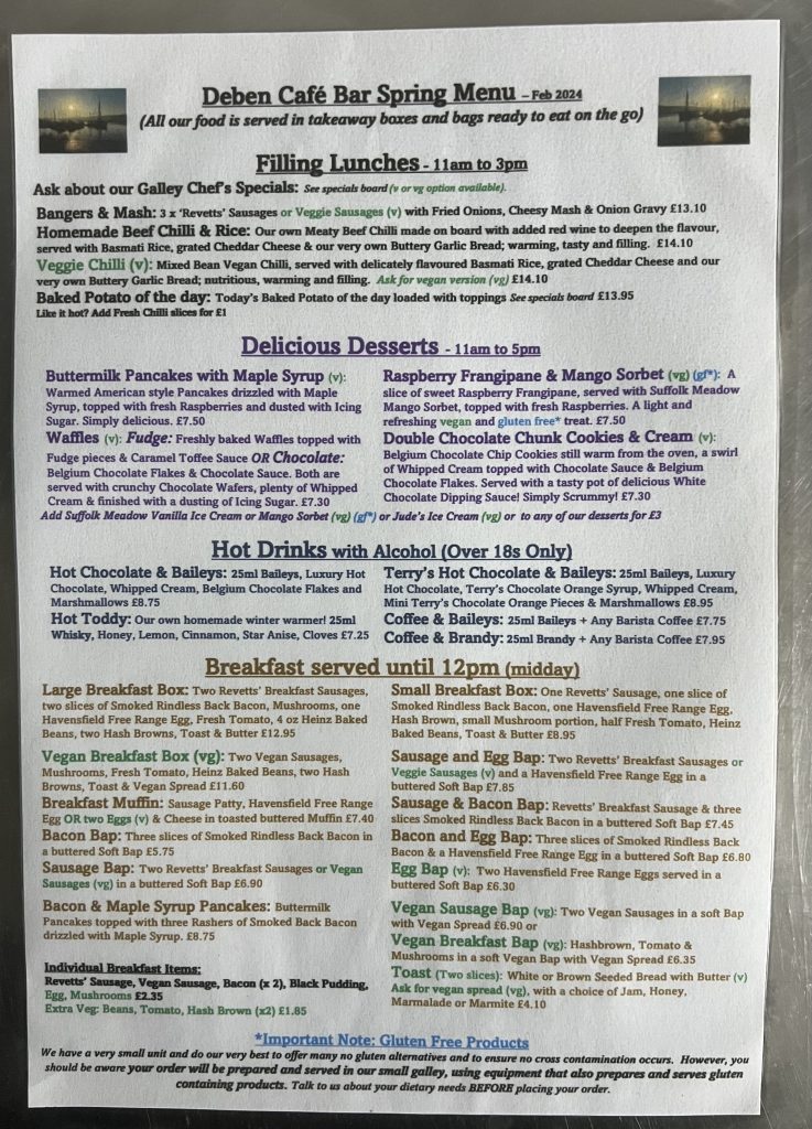 HMS Vale – Home to Deben Café Bar at Melton Boatyard on the River Deben