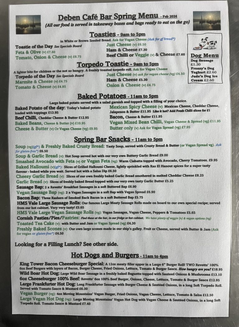 HMS Vale – Home to Deben Café Bar at Melton Boatyard on the River Deben