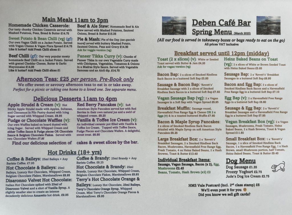 HMS Vale – Home to Deben Café Bar at Melton Boatyard on the River Deben
